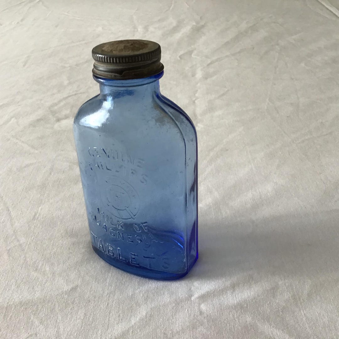 Vintage Cobalt Blue Milk of Magnesia Bottle With Screw on Lid - Etsy