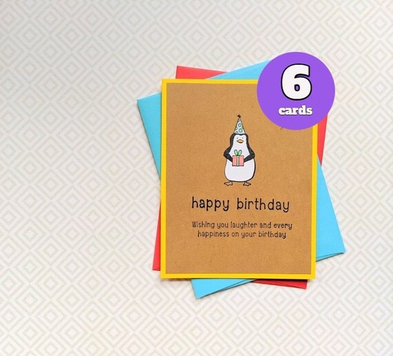 Birthday card set Handmade Birthday Cards Penguin Birthday | Etsy