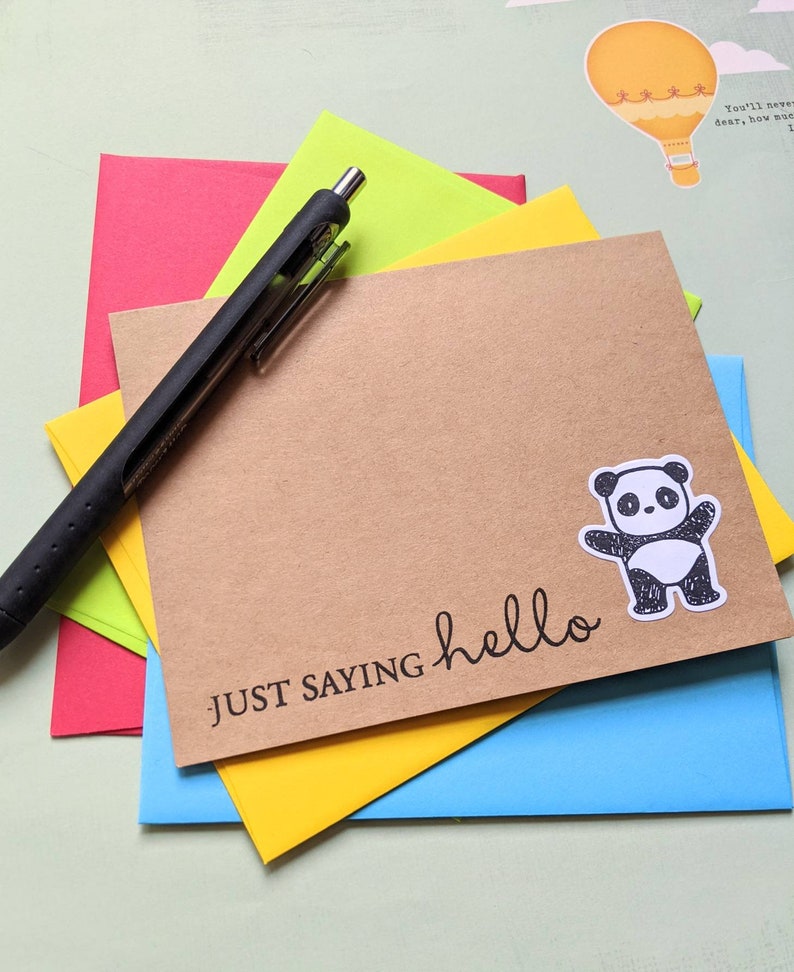 Panda Greeting Cards Handmade Cards Panda Gifts Hello Greeting Card ...