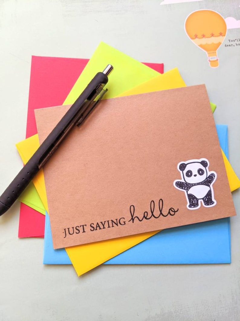 Panda Greeting Cards - Handmade Cards - Panda Gifts - Hello Greeting ...