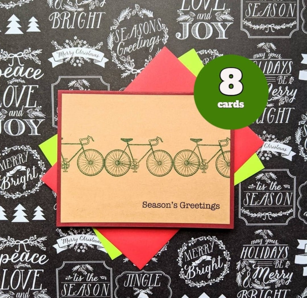 Handmade Bicycle Christmas Cards – Holiday Set of 8 - Etsy