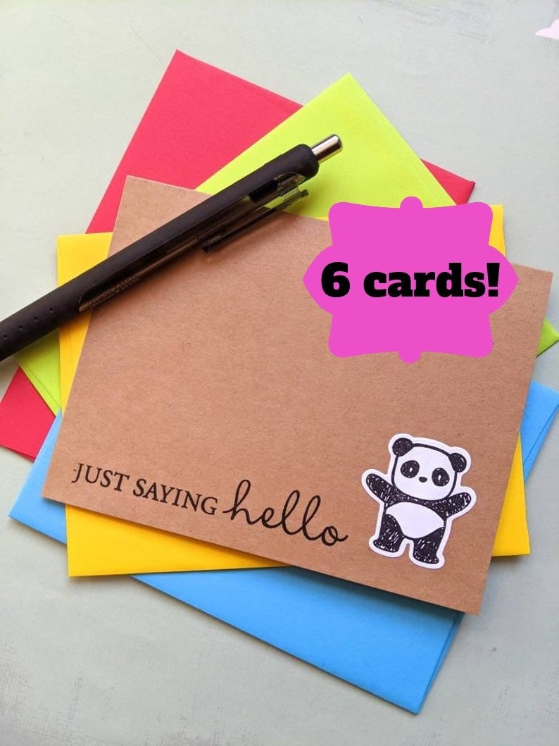 Panda Greeting Cards - Handmade Cards - Panda Gifts - Hello Greeting ...