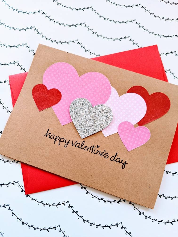 Heart Valentine Card Set Heart Valentine Handmade - Etsy Australia