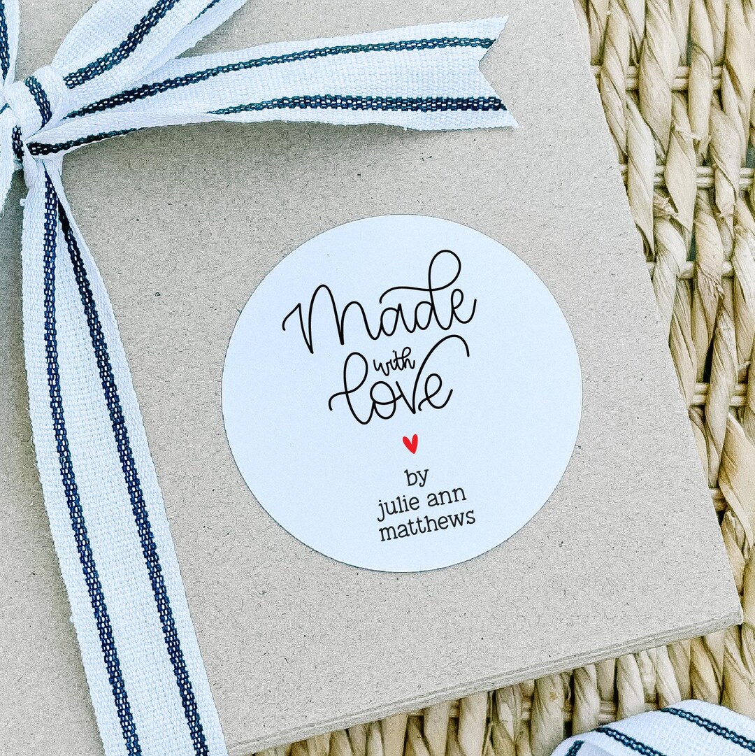 Made With Love Sticker, Made With Love Label, Gift Label, Custom ...