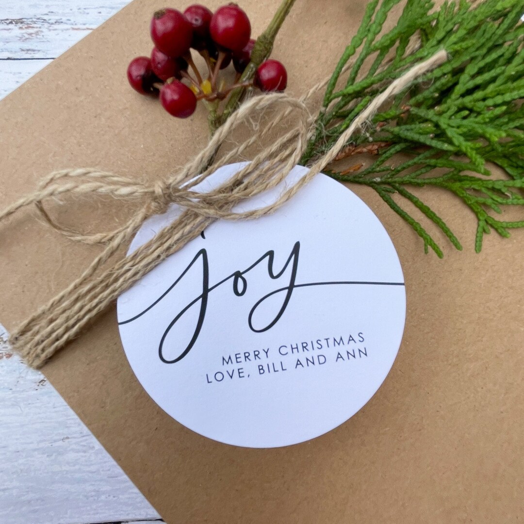 Joy Gift Tags, Round Christmas Tags, Christmas Tags, Custom Tags for ...