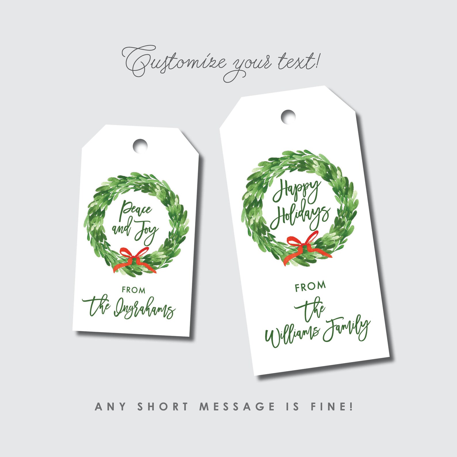 Wreath Tags Custom Gift Tags Christmas Greenery Hang Tags - Etsy