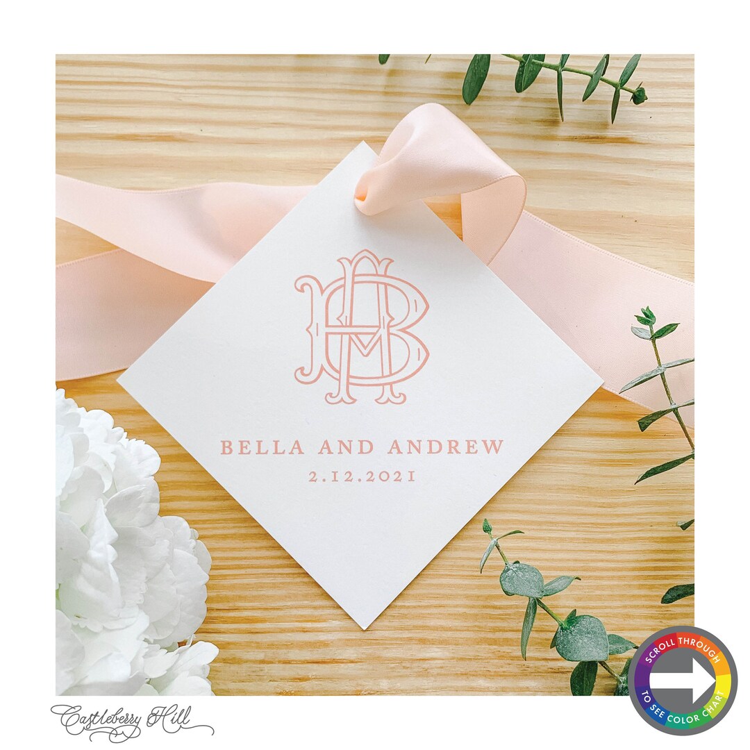 Wedding Monogram Gift Tags, Monogrammed Tags, Custom Monogram, Gift ...