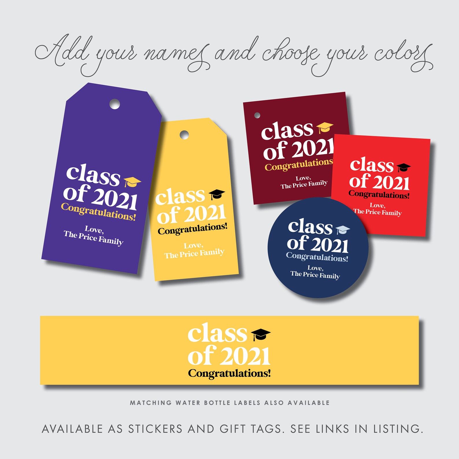 PRINTED Graduation Gift Tags Class of 2021 Gift Tags | Etsy