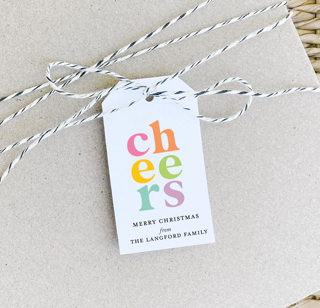 Rainbow Cheers Gift Tag: Fun Holiday Tags, Set of 12 - Etsy