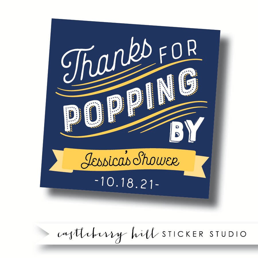 Thanks for popping by sticker popcorn favor popcorn labels | Etsy