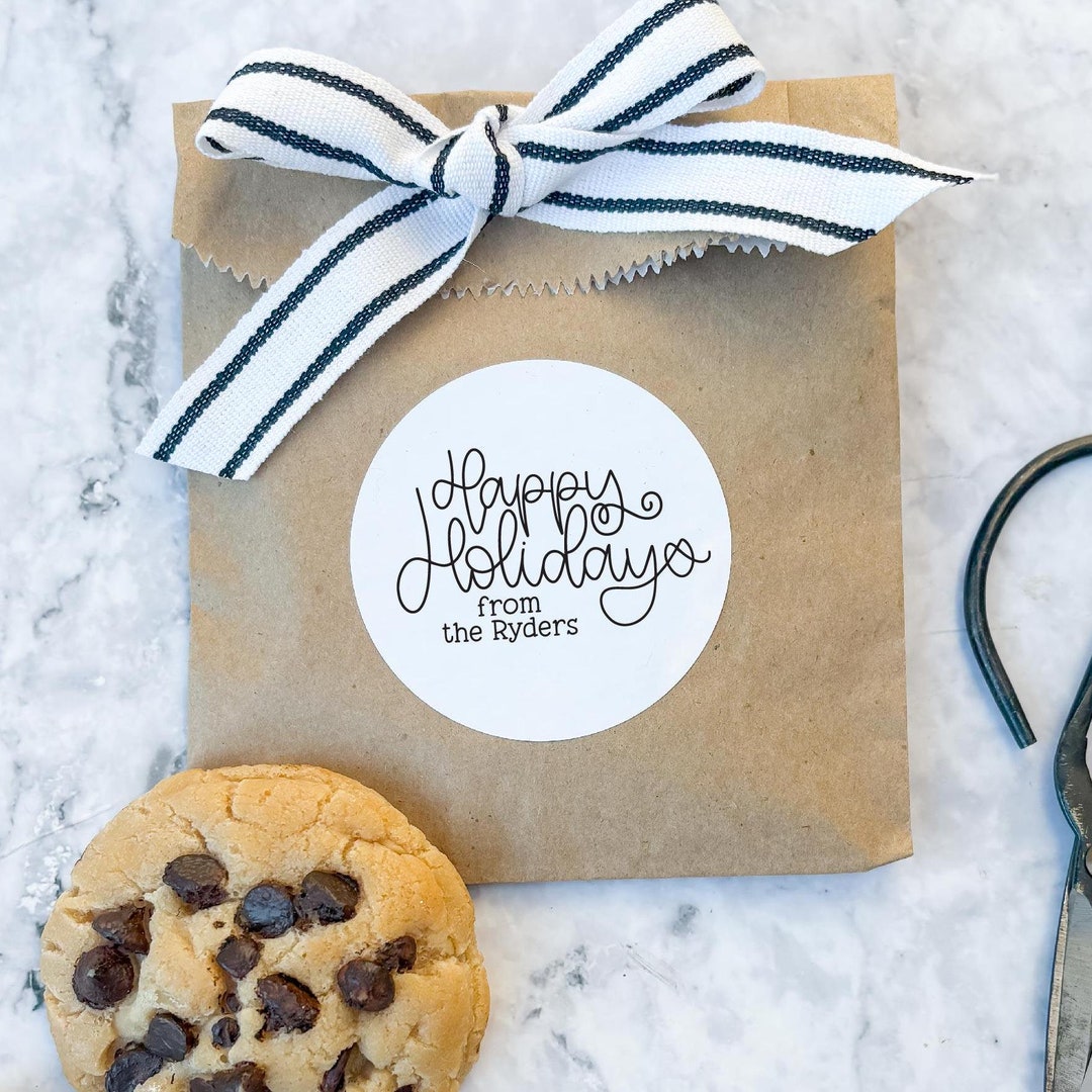 Personalized Happy Holidays Stickers: Gift Favor Labels - Etsy