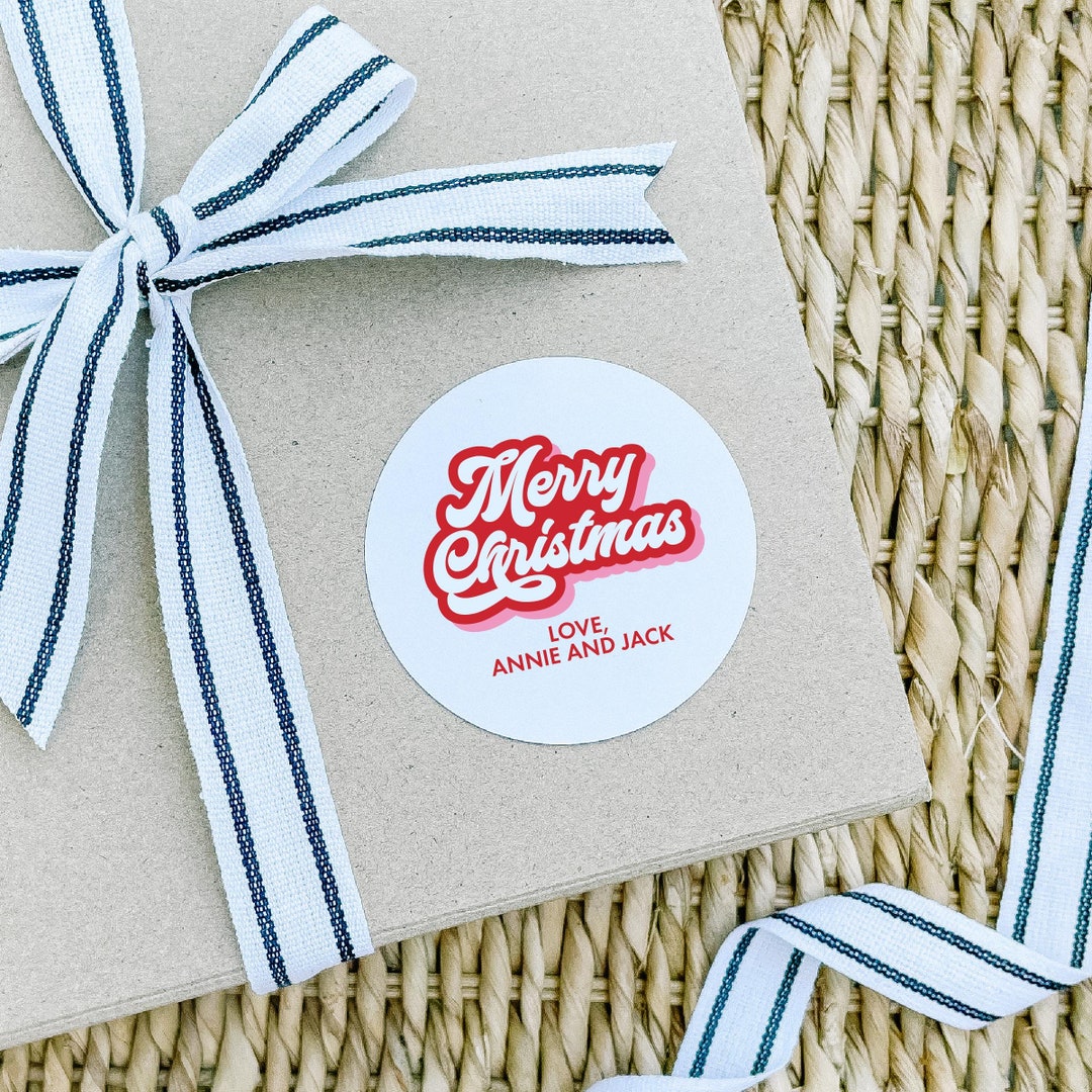 Retro Holiday Gift Stickers, Labels for Christmas Gifts, Personalized ...