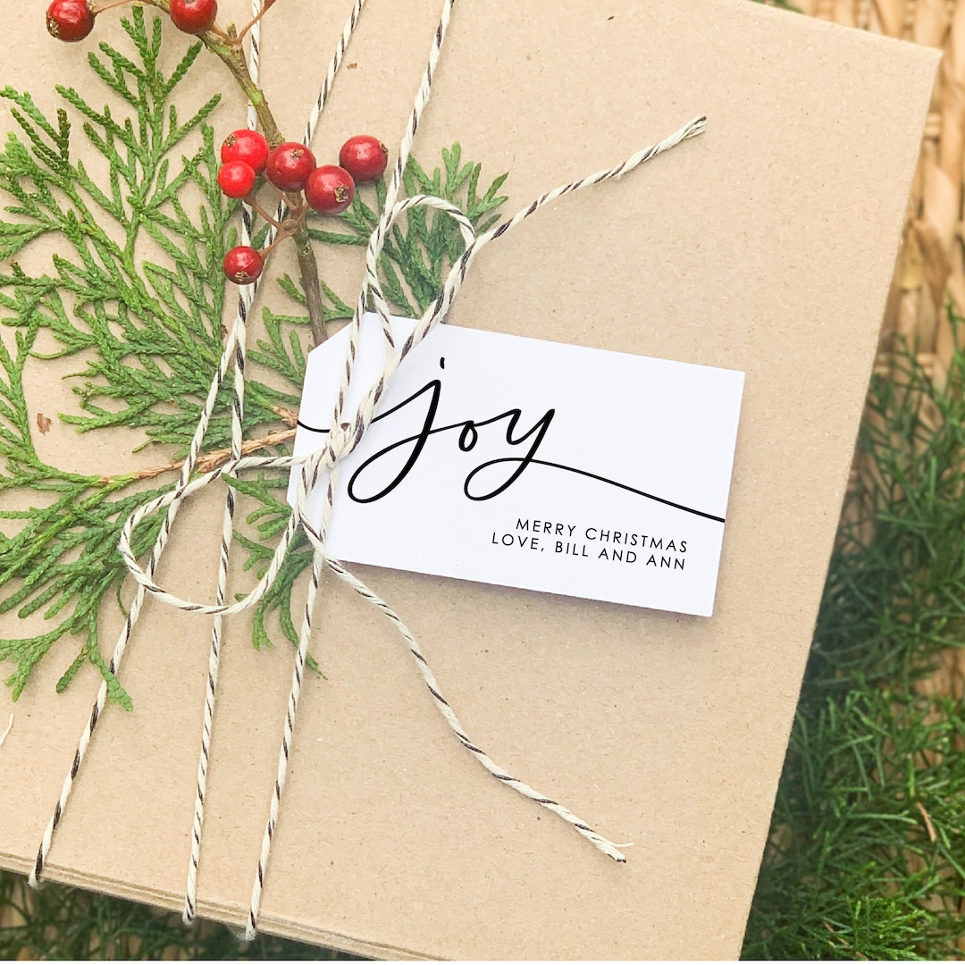 Joy Gift Tags, Minimalist Christmas Tags, Set of 12 - Etsy