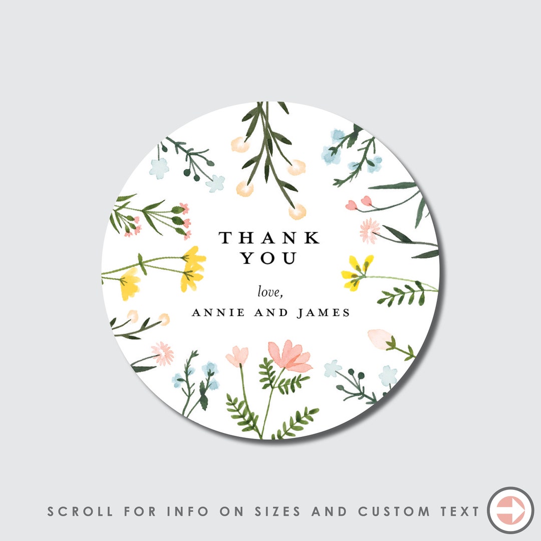 Wildflower Labels, Shower Labels, Floral Stickers for Weddings ...