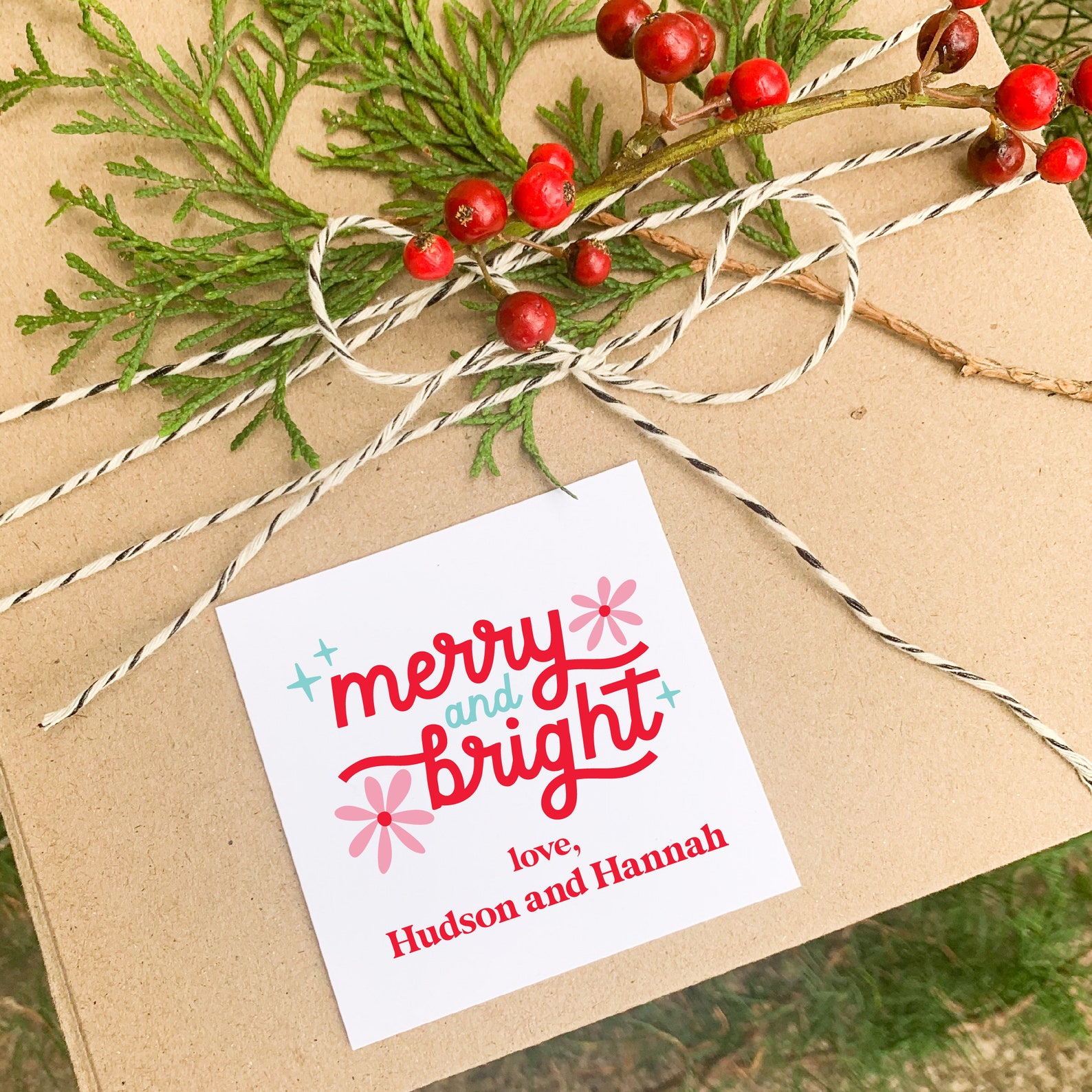 Colorful Holiday Stickers, Merry and Bright, Retro Christmas - Etsy