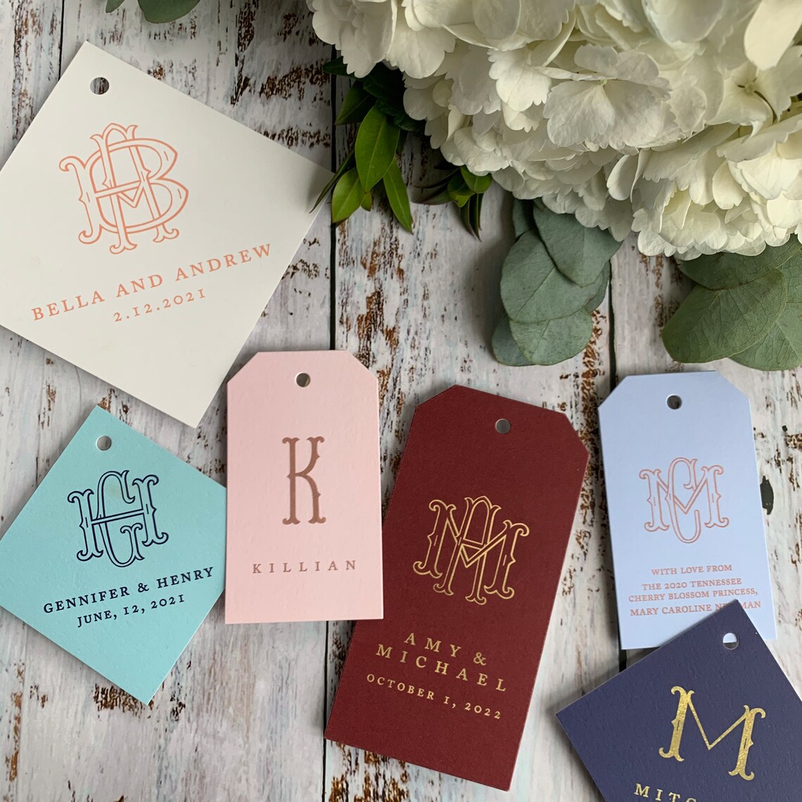 Wedding Monogram Gift Tags Monogrammed Tags Custom Monogram - Etsy