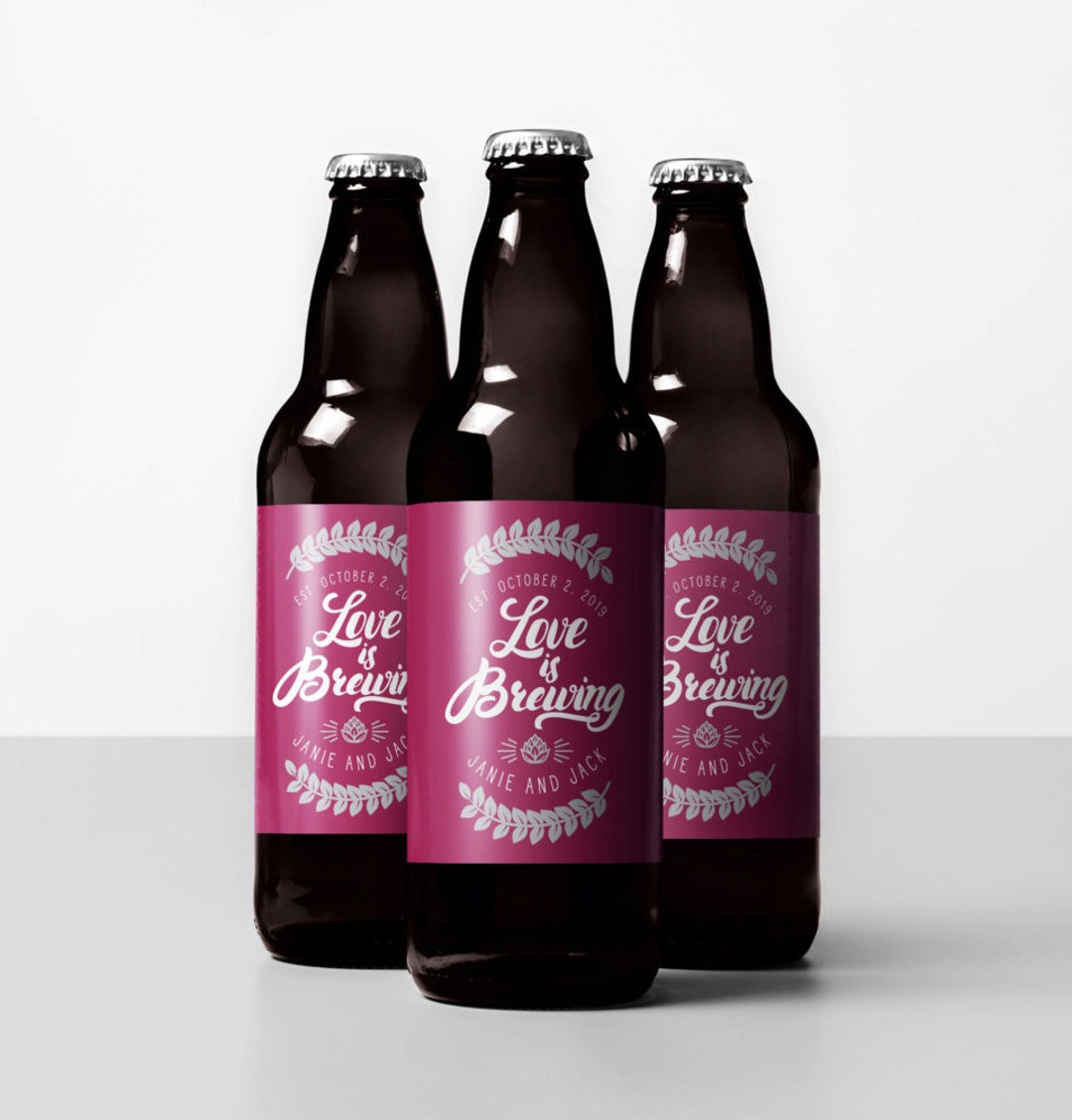 Love is Brewing Label, Craft Beer Label, Wedding Favors, Engagement ...