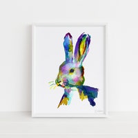 Rabbit Watercolor - Etsy