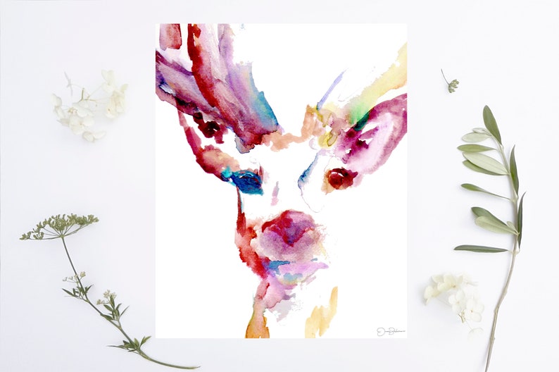 Deer Watercolor Painting Print | "deer" by Jess Buhman, Multiple Sizes ...