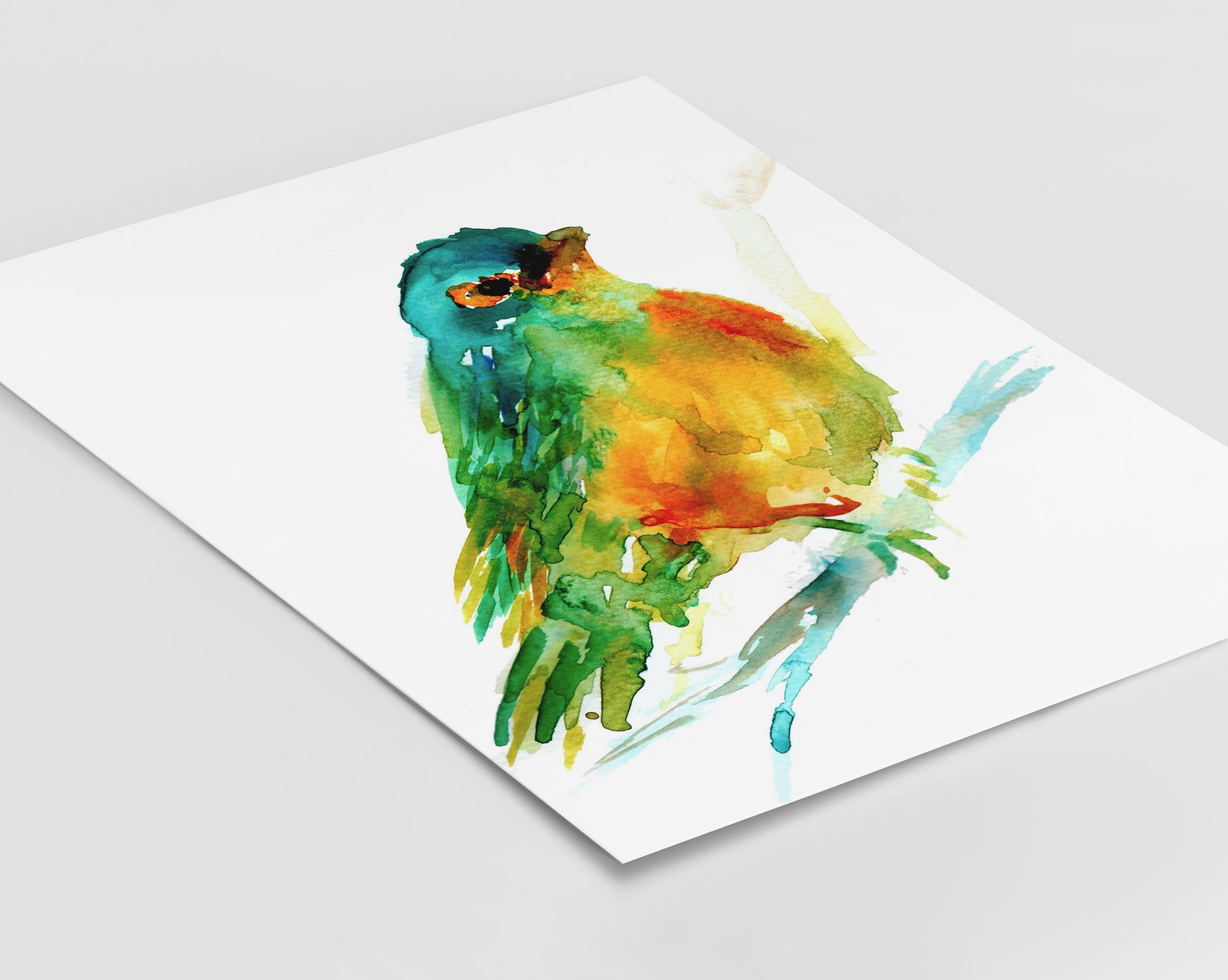 Bird Watercolor Print | "cooper the Green Bird" by Jess Buhman ...
