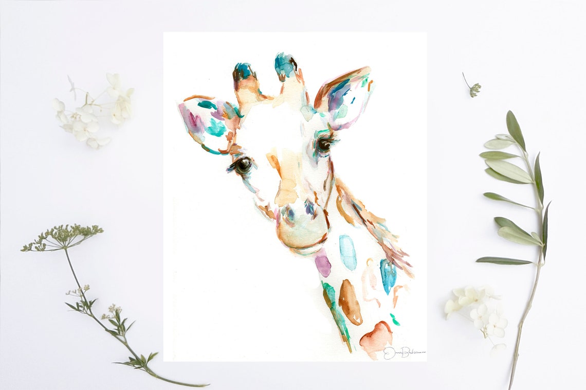 Watercolor Giraffe Print Instant Download | "joshua the Giraffe" by ...