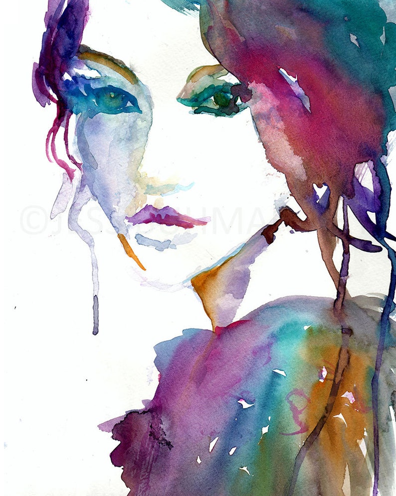 Portrait Of Woman Watercolor Print Print Of Woman Watercolor Etsy