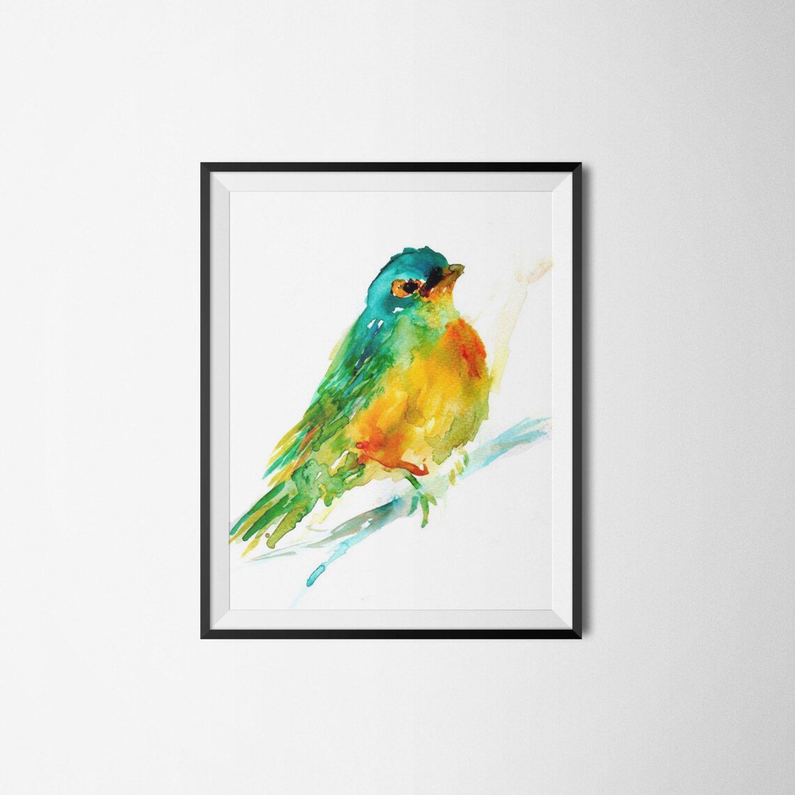 Bird Watercolor Print | "cooper the Green Bird" by Jess Buhman ...