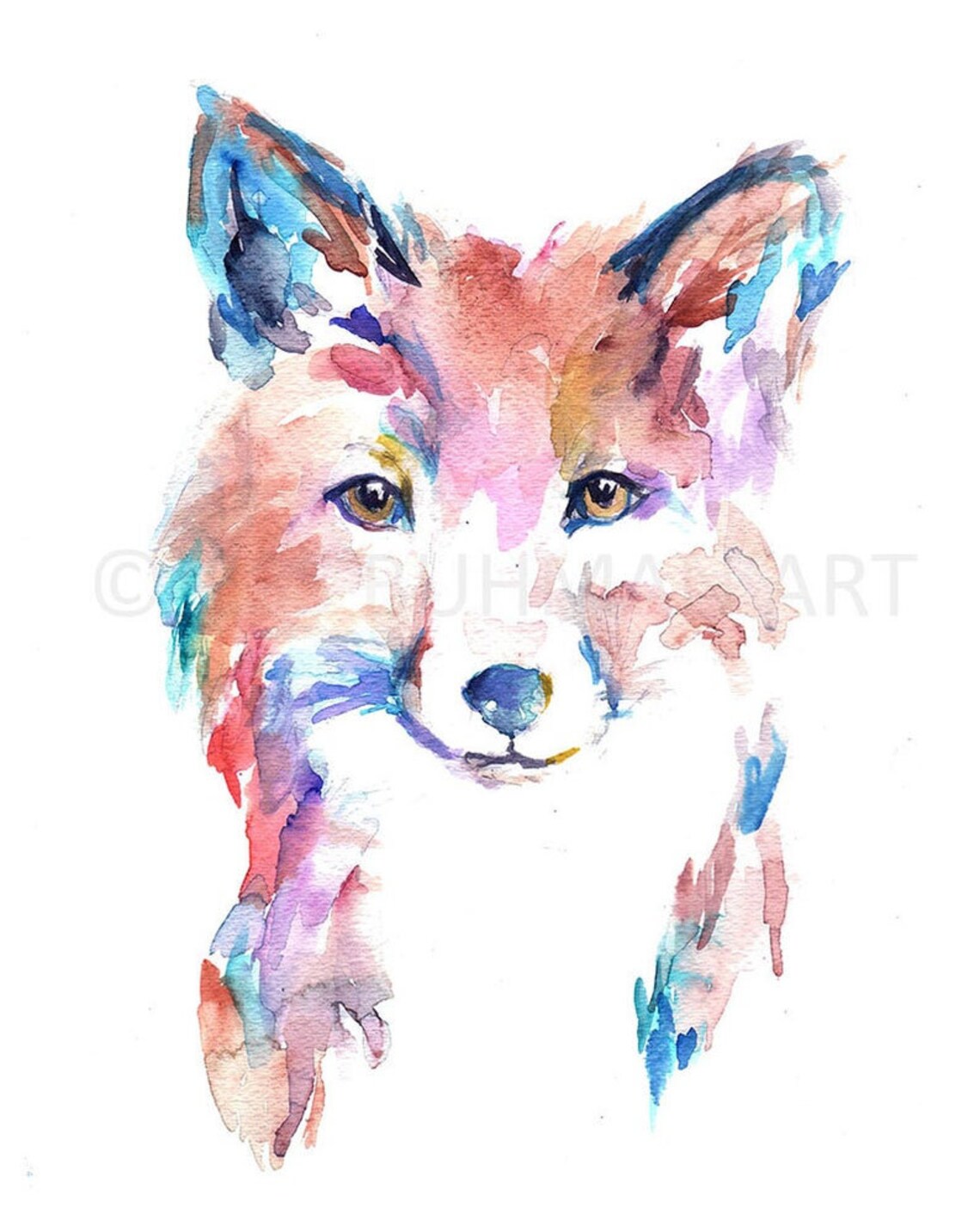 Fox Print Digital Download farah the Fox by Jess - Etsy