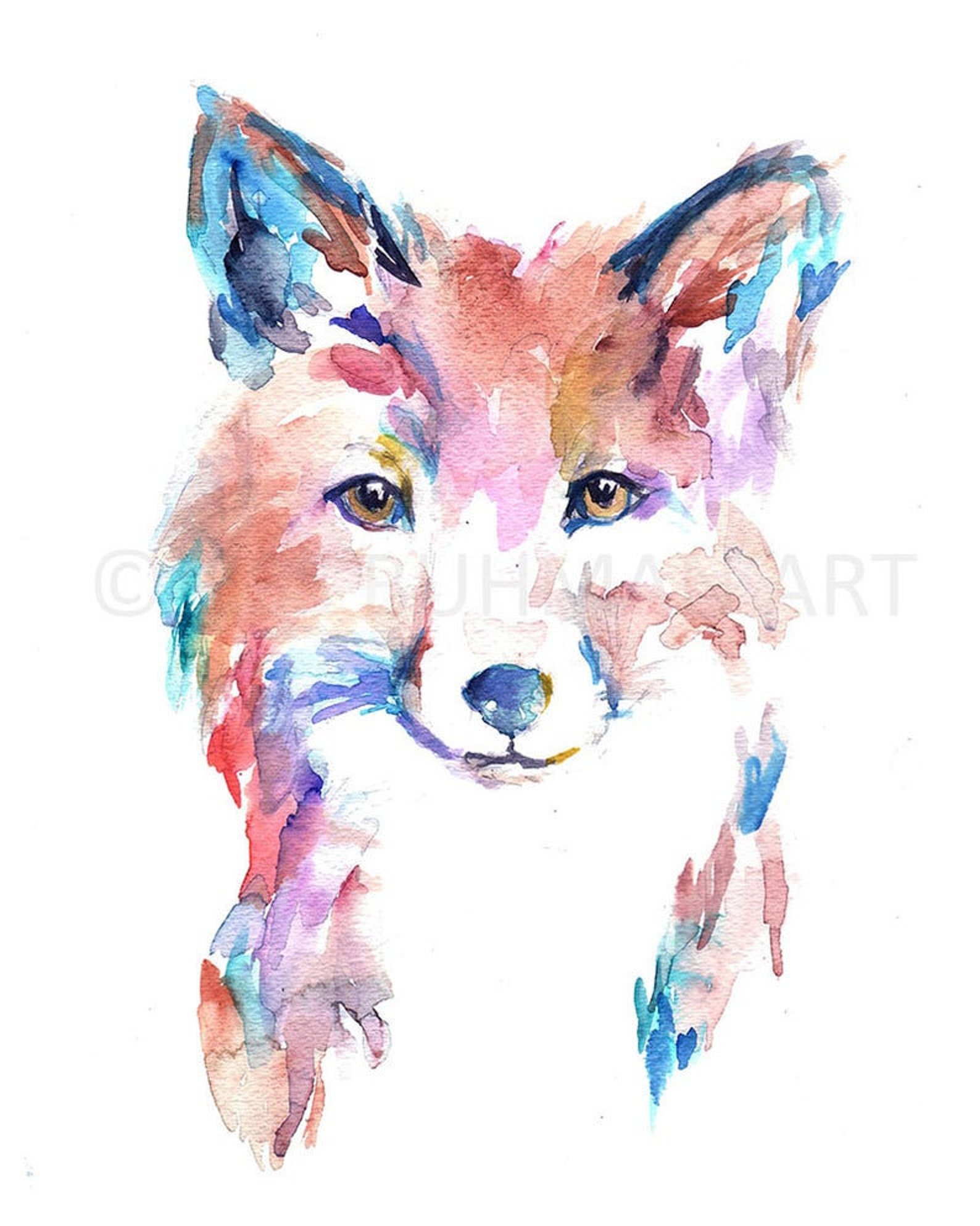Fox Print Digital Download farah the Fox by Jess - Etsy