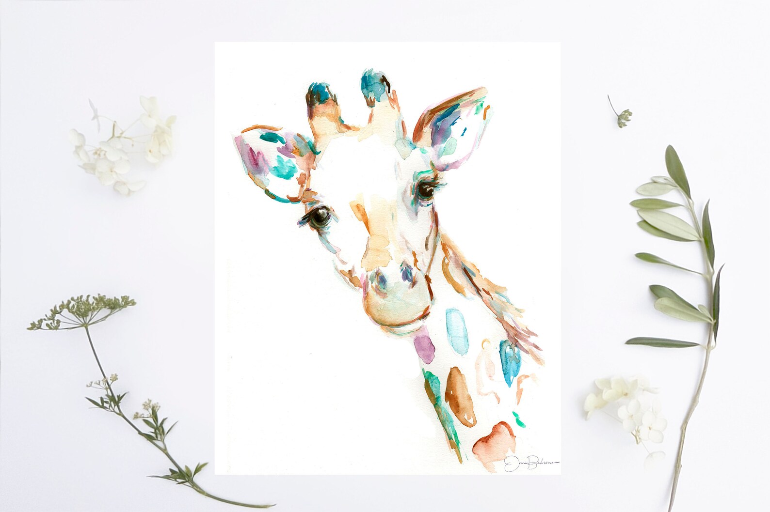 Watercolor Giraffe Print joshua the Giraffe by - Etsy