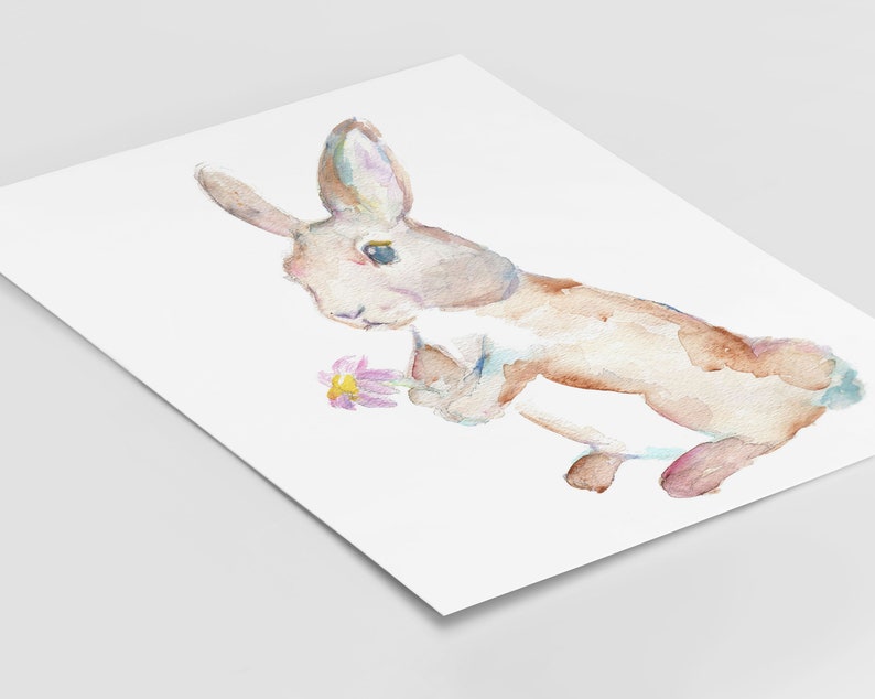 Rabbit Watercolor Painting Print, Print of Bunny, Baby Animal Painting ...