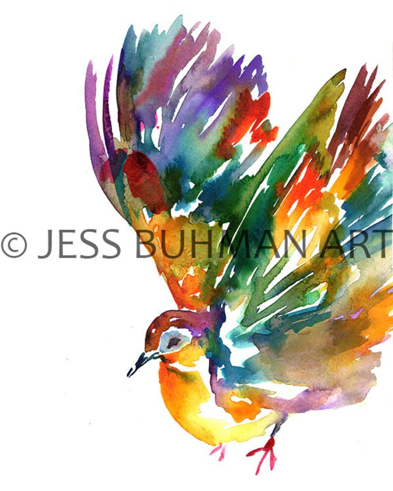 Aquarell Taube Druck | "Felinda nimmt Flucht" von Jessica Buhman ...