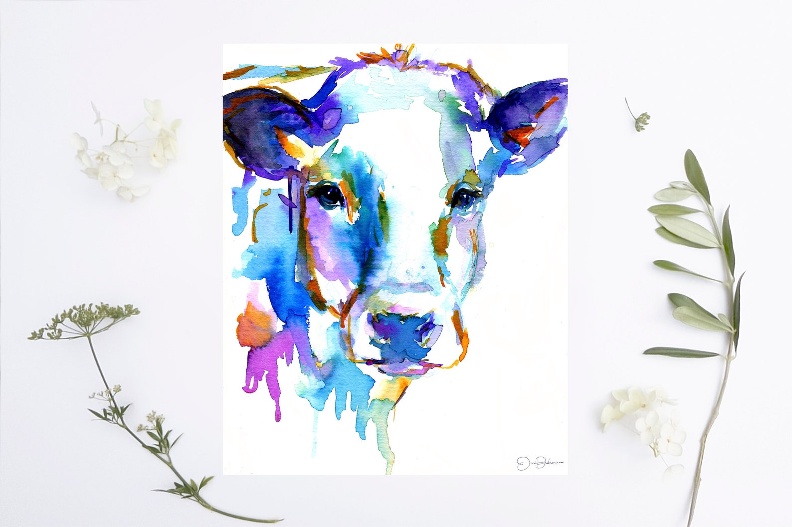 Cow Watercolor Print | "cow" by Jess Buhman, Choose Your Size, Multiple ...