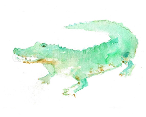 Alligator Print Watercolor Alligator Art 8 x 10 Print | Etsy