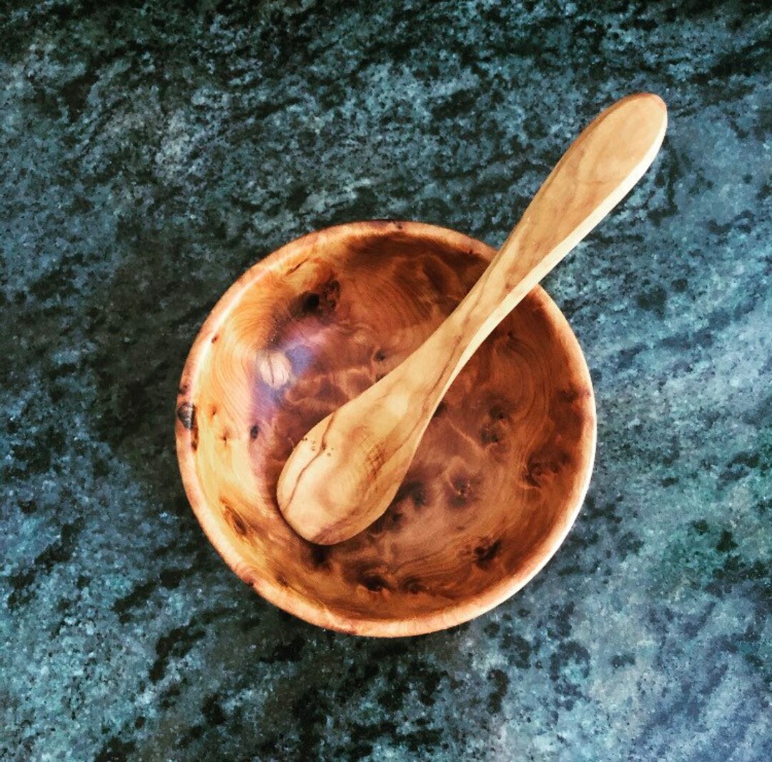 Hand Made Thuja Root Wood Bowl With Optional Olive Wood Spoon - Etsy
