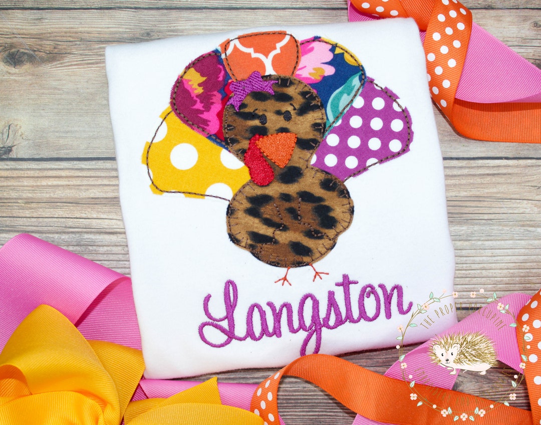 Fall Cheetah Thanksgiving Turkey Embroidered Applique - Etsy