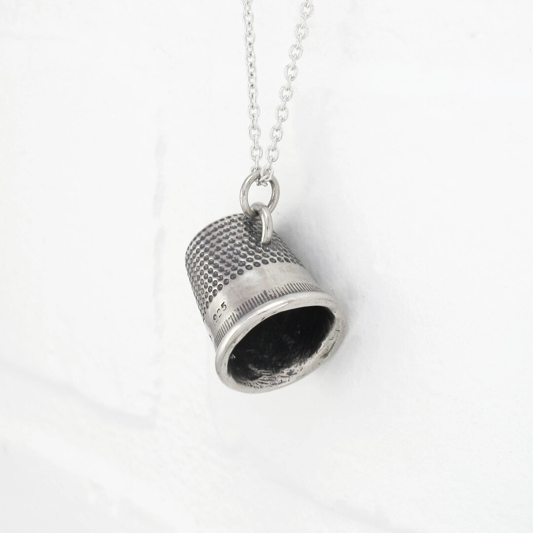 Sterling Silver THIMBLE Pendant. Silver Thimble Necklace. Perfect Gift ...