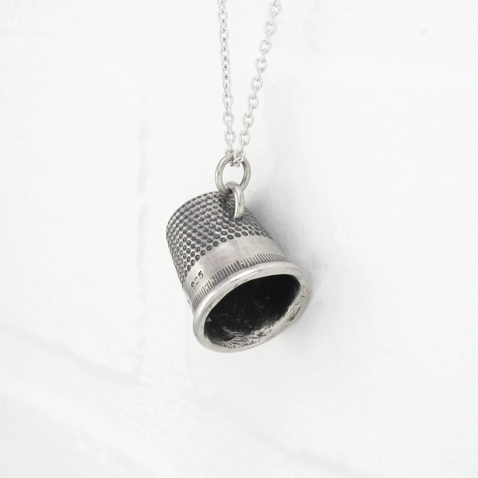 Sterling Silver THIMBLE Pendant. Silver Thimble Necklace. | Etsy