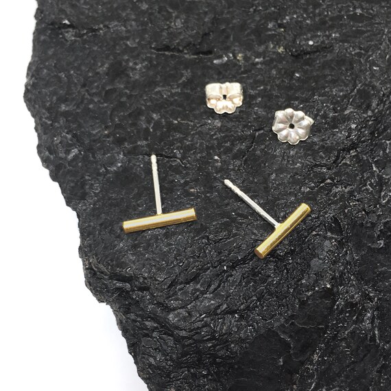 GOLD BAR Earrings. Minimalist Long Bar Studs. 14k Gold-filled | Etsy