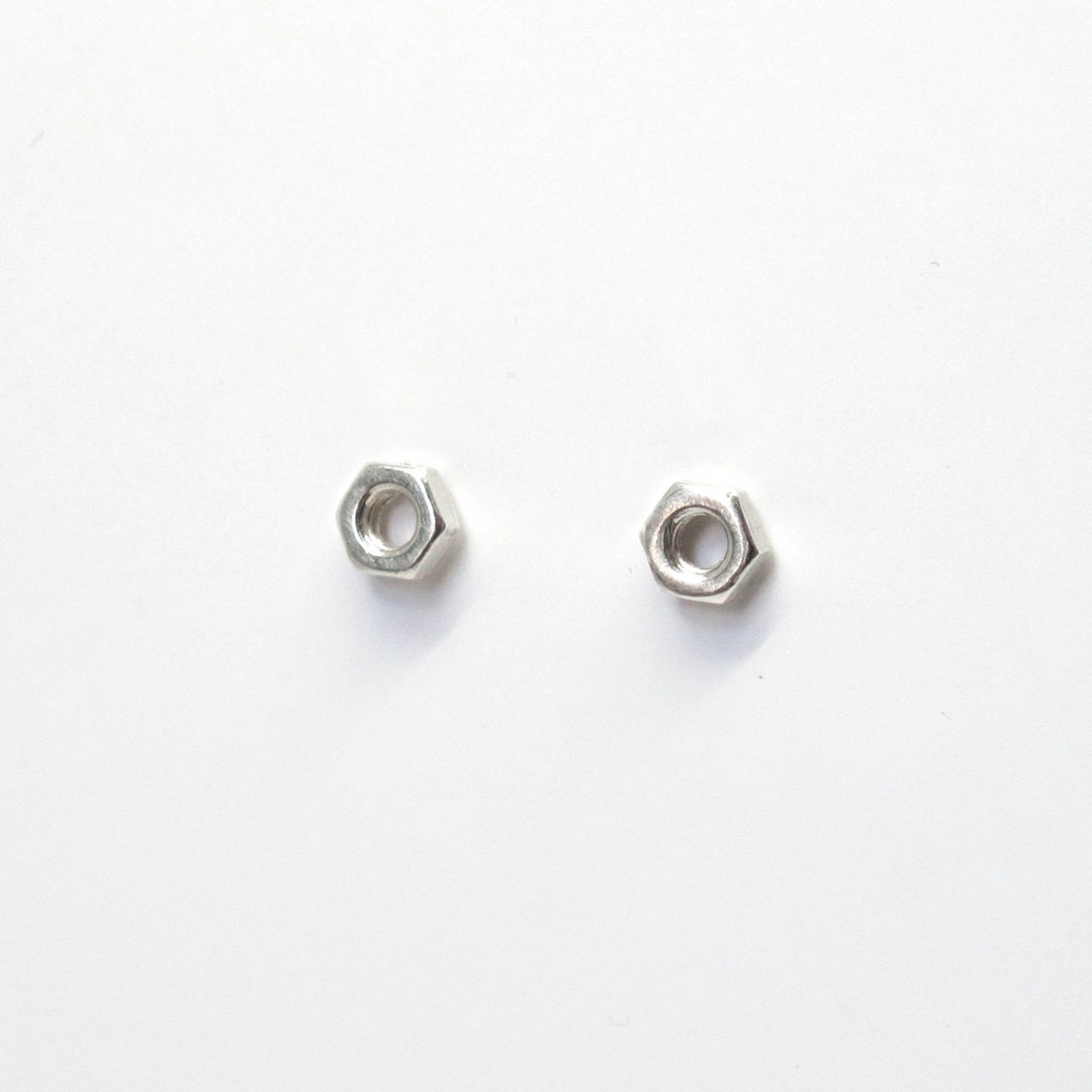 Mini Hex Nut Studs in Sterling SILVER. Tiny Sterling Silver Hardware ...