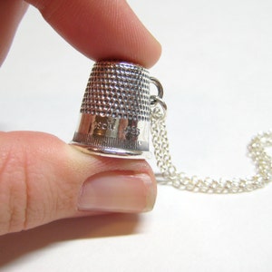 Sterling Silver THIMBLE Pendant. Silver Thimble Necklace. Perfect Gift ...