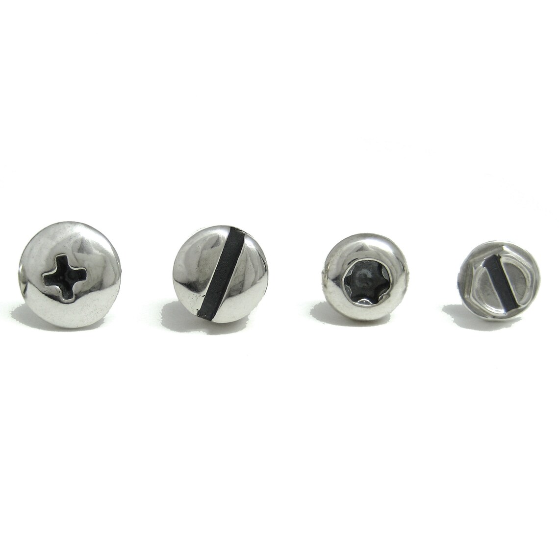 PICK TWO Polished Silver Screw Head Stud Earrings for Men and Women ...