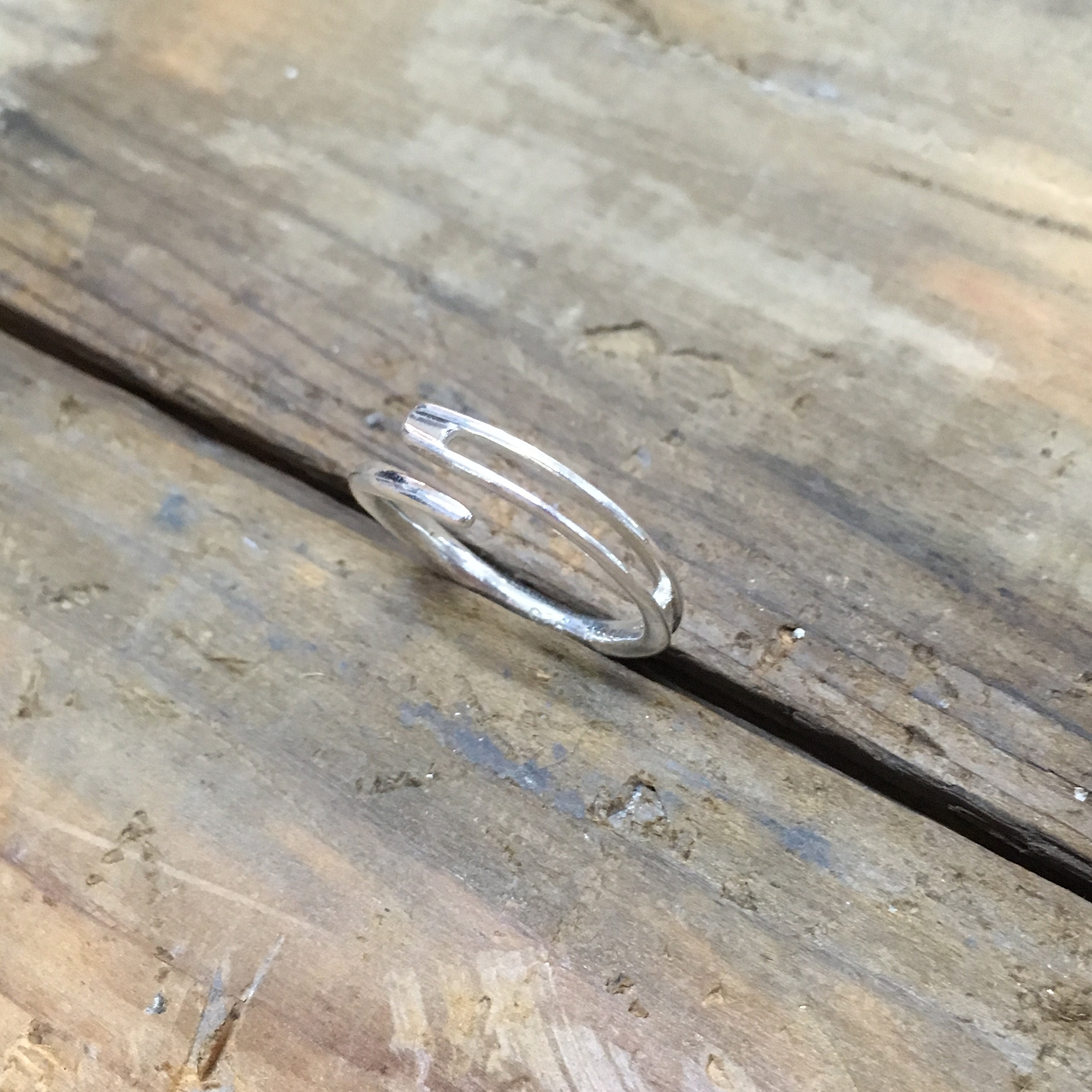 Sterling Silver NEEDLE open ring. Adjustable sterling silver | Etsy
