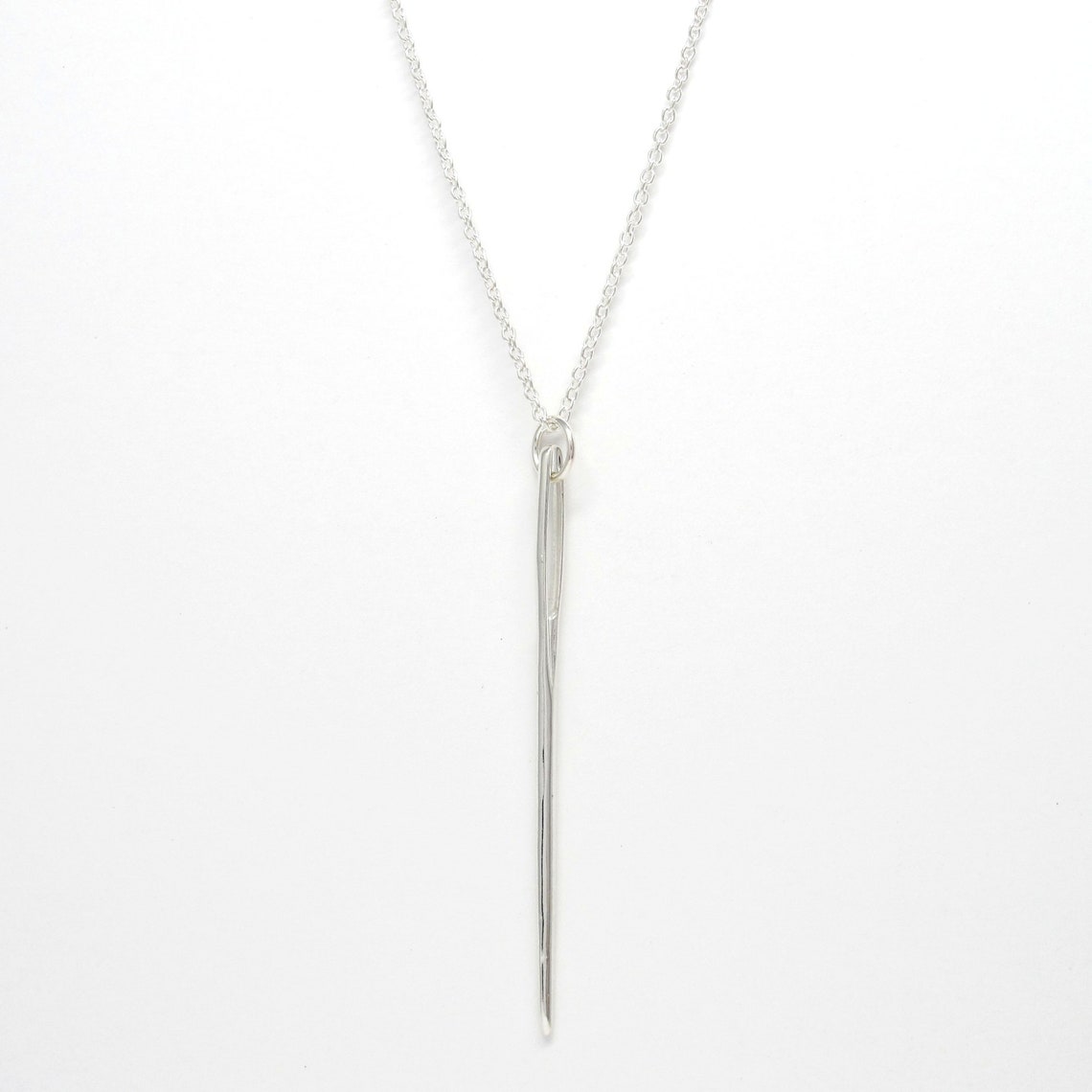 Sterling Silver NEEDLE Pendant on Long Chain. Big Wool Needle - Etsy