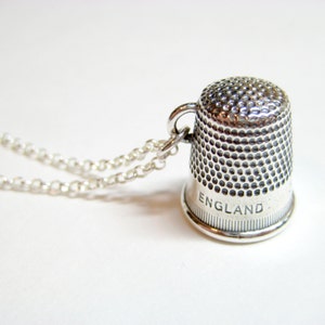Sterling Silver THIMBLE Pendant. Silver Thimble Necklace. Perfect Gift ...