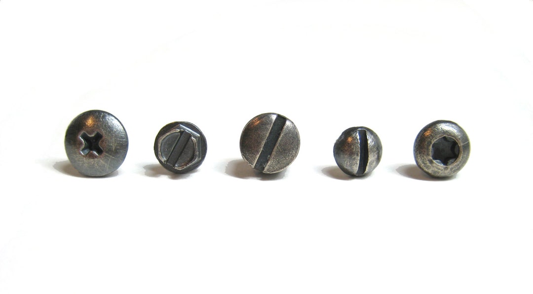 PICK TWO Oxidized Silver Screw Earrings for Men and Women. Hardware ...