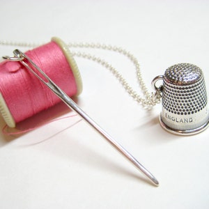 Sterling Silver THIMBLE Pendant. Silver Thimble Necklace. Perfect Gift ...