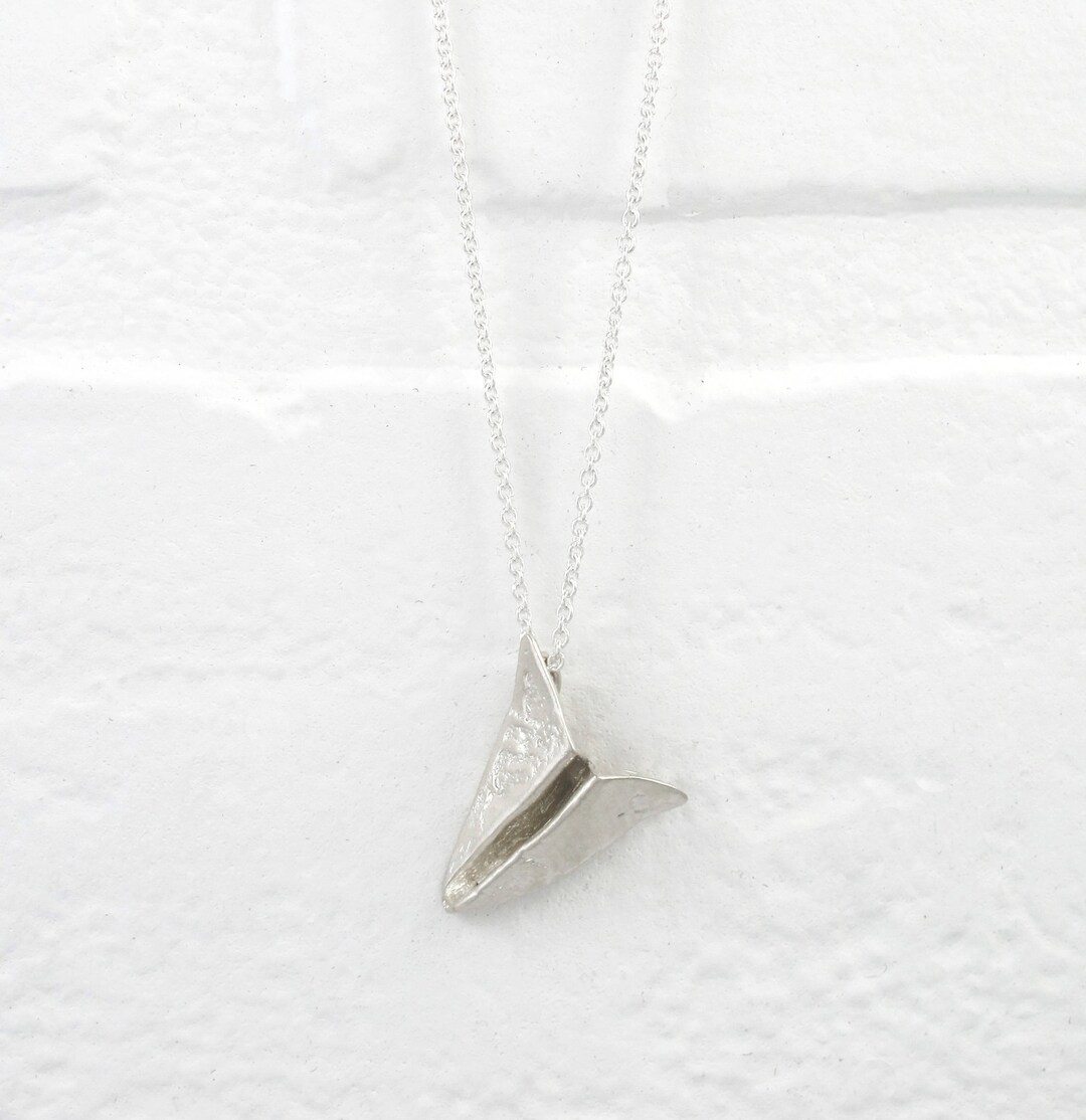 Sterling Silver PAPER PLANE Pendant. Miniature Paper Plane Necklace ...
