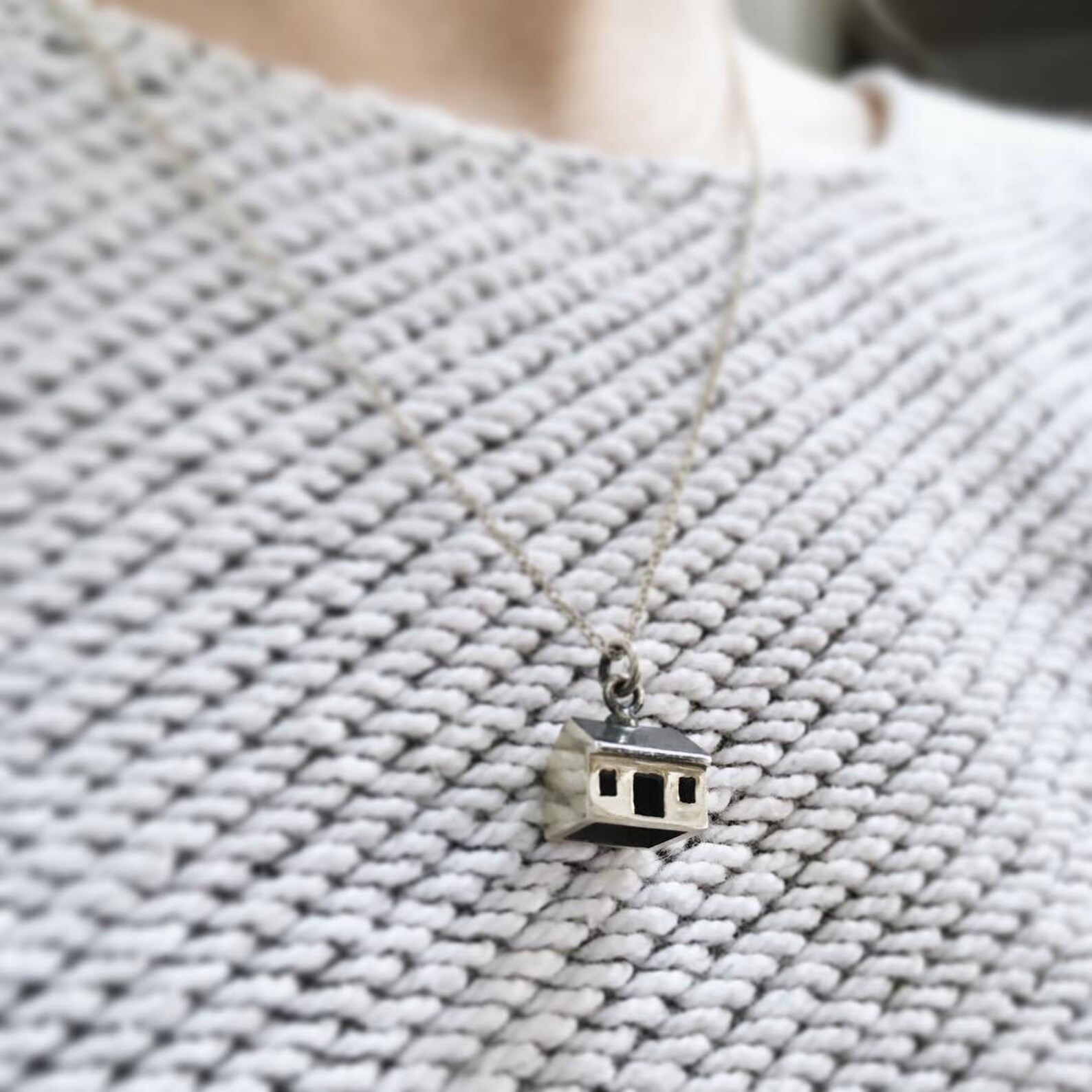 SILVER Monopoly HOUSE Pendant. MONOPOLY Little House Token Necklace ...