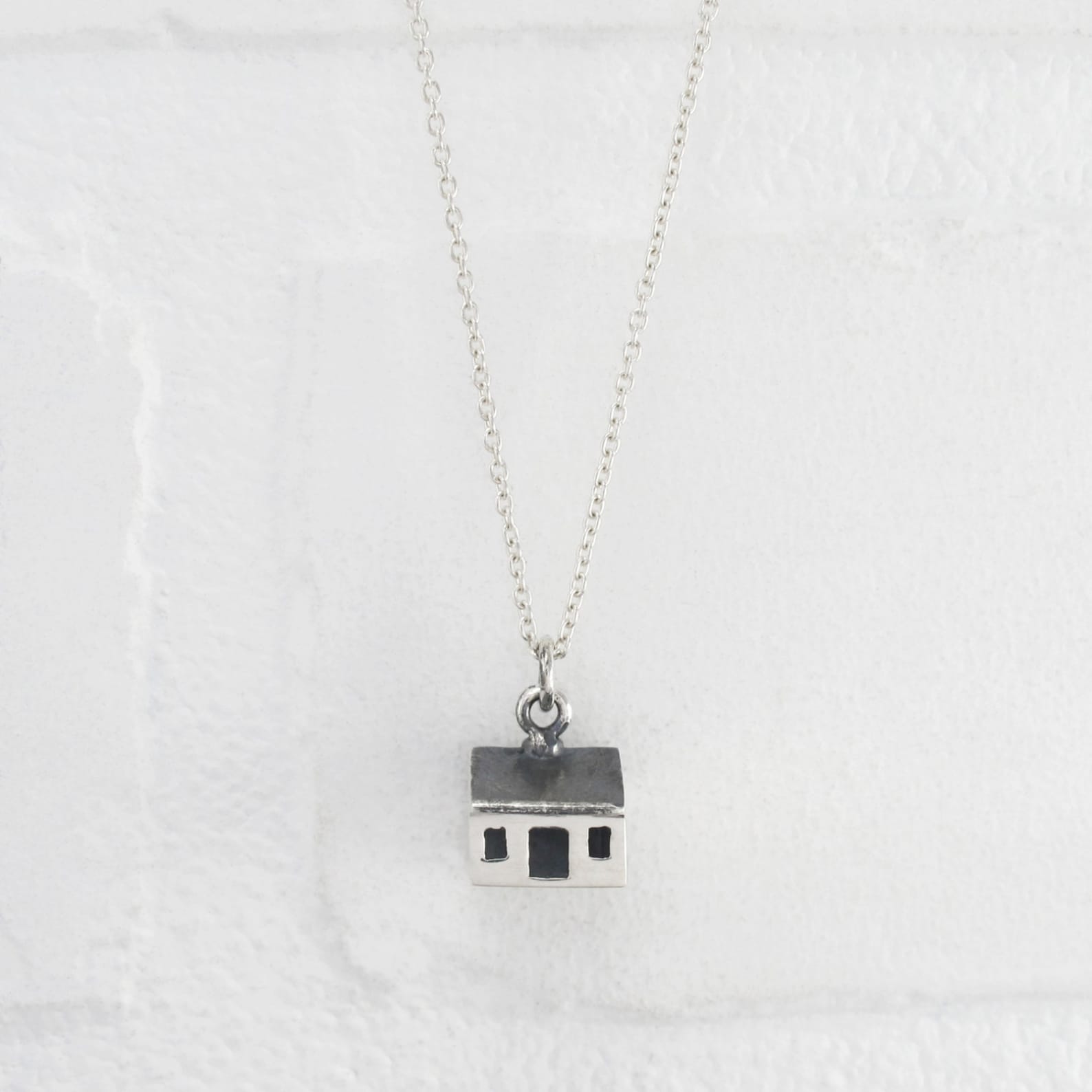SILVER Monopoly HOUSE Pendant. MONOPOLY Little House Token Necklace ...